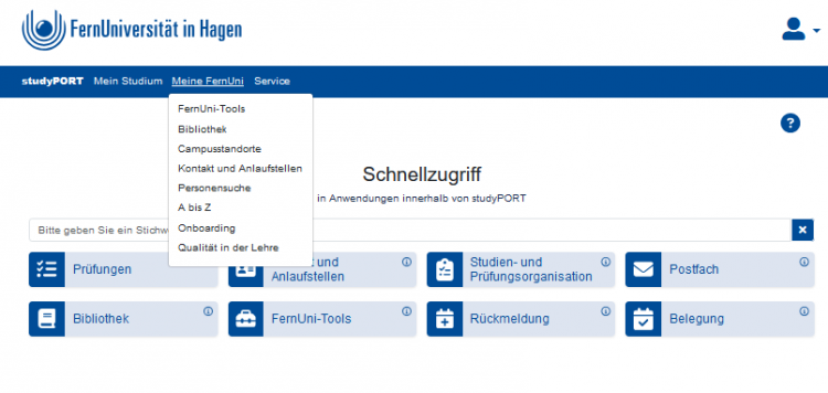 studyPORT: Übersicht und Navigation – Helpdesk