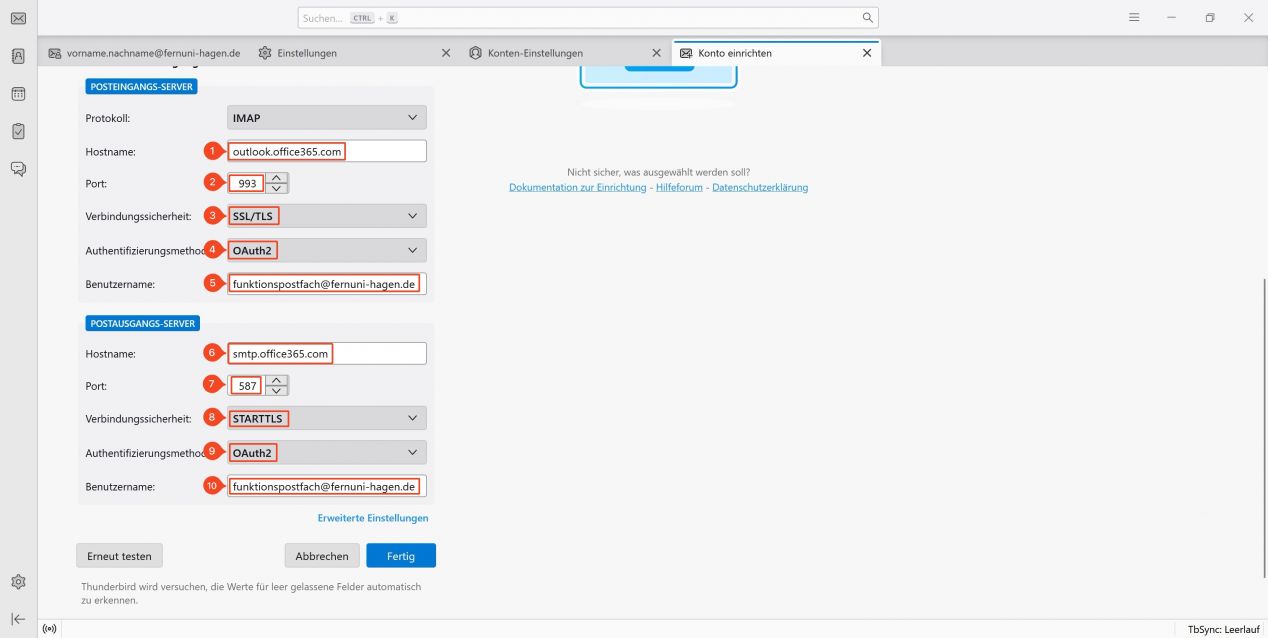Thunderbird Exchange Postfach einbinden – Helpdesk