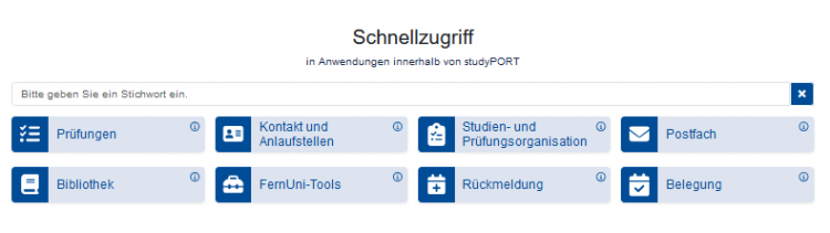 studyPORT: Übersicht und Navigation – Helpdesk